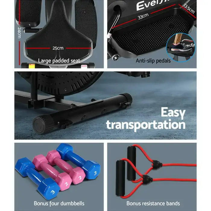 Everfit 6 in 1 Cross Trainer and Elliptical Bike with Lcd Screen
