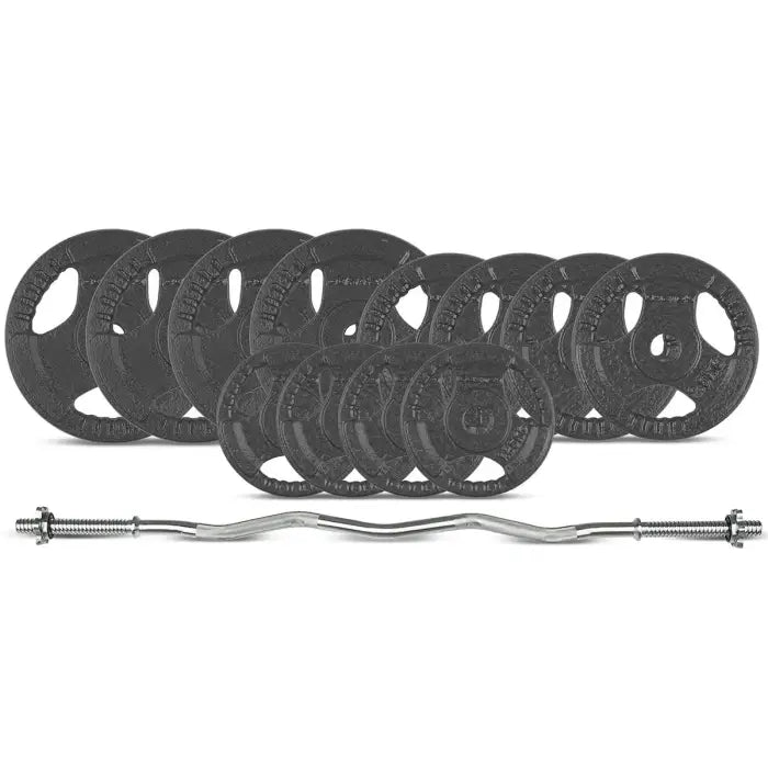 Buy 40kg Cast Iron Weight Set with Curl Bar Online — Fitness At Home